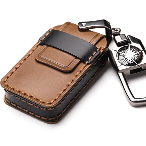 DLUBCZ Keychain Fob Cover Case Compatible with Honda Keyless Remote Control for Civic Accord Pilot CRV HRV CRZ Odyssey Ridgeline JED Crosstour Crider and Spirior etc. (C-Brown)