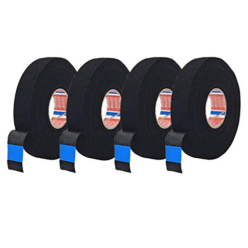 (4PACK) Wire Loom Harness Tape - High Adhesive Force Wiring Harness Cloth Tape,Black Adhesive Fabric Tape,Advanced Heat-Resistant Interior Wiring Harness Tape(19mm X 15m)