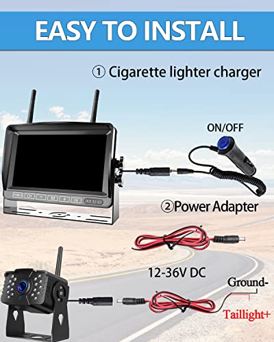 RV Wireless Backup Camera, DOUXURY IP69 Waterproof 170° Wide View Angle HD 1080P Backup Camera + HD LCD 7" Monitor, Digital Wireless Backup Camera System for Truck 5th Wheel Trailer Pickup Camper Bus