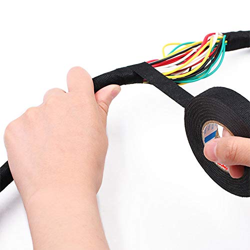 (4PACK) Wire Loom Harness Tape - High Adhesive Force Wiring Harness Cloth Tape,Black Adhesive Fabric Tape,Advanced Heat-Resistant Interior Wiring Harness Tape(19mm X 15m)
