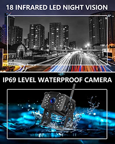 RV Wireless Backup Camera, DOUXURY IP69 Waterproof 170° Wide View Angle HD 1080P Backup Camera + HD LCD 7" Monitor, Digital Wireless Backup Camera System for Truck 5th Wheel Trailer Pickup Camper Bus