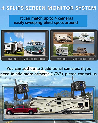 RV Wireless Backup Camera, DOUXURY IP69 Waterproof 170° Wide View Angle HD 1080P Backup Camera + HD LCD 7" Monitor, Digital Wireless Backup Camera System for Truck 5th Wheel Trailer Pickup Camper Bus