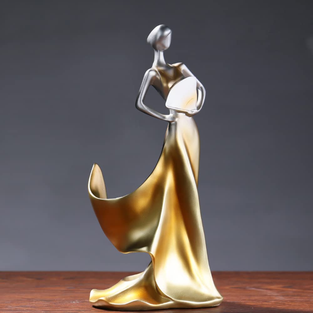 Artpaul Wine Bottle Holder Beauty Lady Statue Wine Bottle Stand Lady Wine Rack Decoration Wine Cork Holder Decor Wine Decor for Kitchen Bar (Golden)