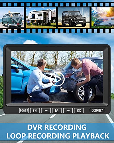 RV Wireless Backup Camera, DOUXURY IP69 Waterproof 170° Wide View Angle HD 1080P Backup Camera + HD LCD 7" Monitor, Digital Wireless Backup Camera System for Truck 5th Wheel Trailer Pickup Camper Bus