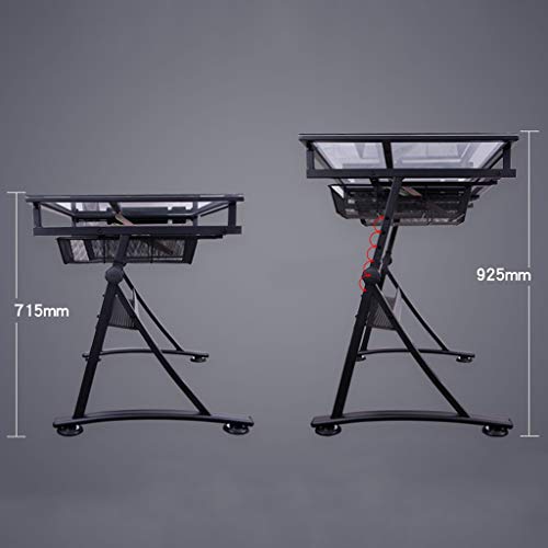 VejiA Drafting Table with Storage, Height Adjustable Tiltable Art Desk, Glass Panel Drawing Desk, for Work Study Painting Craft Table