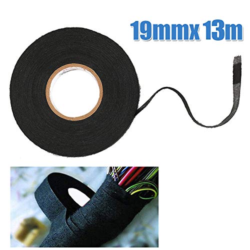 (4PACK) Wire Loom Harness Tape - High Adhesive Force Wiring Harness Cloth Tape,Black Adhesive Fabric Tape,Advanced Heat-Resistant Interior Wiring Harness Tape(19mm X 15m)
