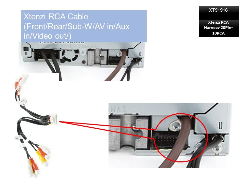Xtenzi 20Pin RCA Cord Assembly Harness Car Audio Video Compatible with JVC Kenwood KVT-514 KVT-512 KVT-516 - XT91916
