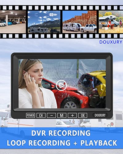 FHD 1080P 2 Digital RV Wireless Backup Camera System for RVs Trailers Trucks Motorhomes 5th Wheels 4CH 7'' Monitor Highway Monitoring System IP69K Waterproof Super Night Vision Strong Signal