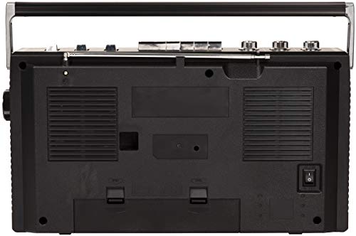 Crosley CT201A-BK Retro Bluetooth Boombox Cassette Player with AM/FM Radio and Bass Boost, Black