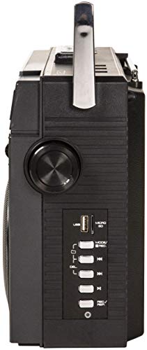 Crosley CT201A-BK Retro Bluetooth Boombox Cassette Player with AM/FM Radio and Bass Boost, Black