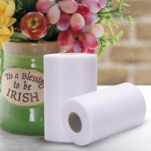 ZKC Tulle Fabric Rolls, 6 Inch x 100 Yards (300 feet) Tulle Spool for Wedding Party Decorations Gift Bow DIY Craft Tutu Skirt (White)