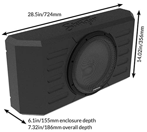 STINGER 800 Watt 12” Custom Shallow Loaded Subwoofer Enclosure for Wrangler JK/JKU, JL/JLU, Weatherproof, Mounting Hardware Included (Black)
