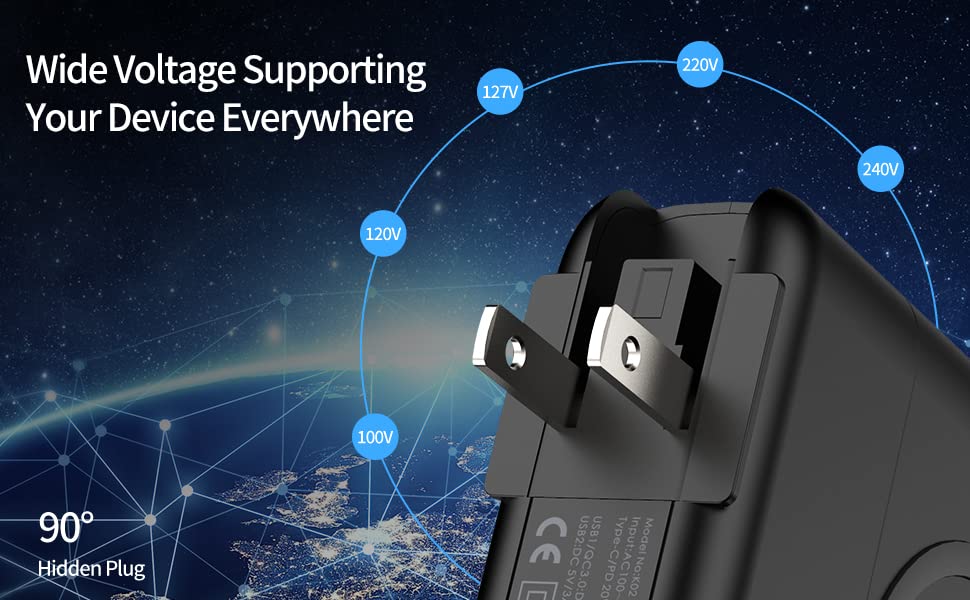 DEXINLY Portable Wireless Charger Power Bank,10000mAh 3-in-1,PD20W USB-C,QC3.0 USB-A Fast Charging Power Bank with Wall Plug, Travel Charger with External Battery Pack for iPhone,iPad,Android (Black)