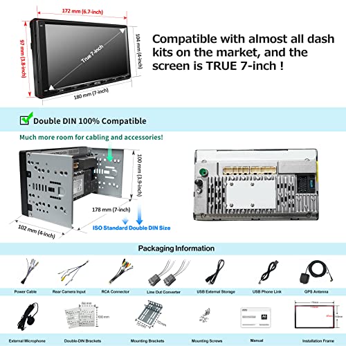 ATOTO A6PF Android Double-DIN Car Stereo, Wireless CarPlay, Wireless Android Auto, Mirrorlink, 7" Touchscreen in-Dash GPS Navigation, Dual Bluetooth, WiFi/BT/USB Tethering, HD LRV, 2G+32G, A6G2A7PF