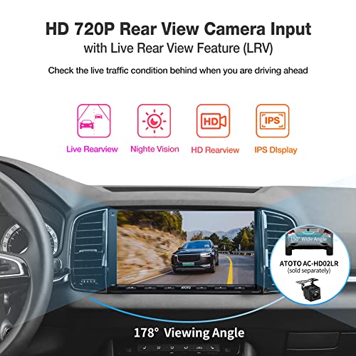 ATOTO A6PF Android Double-DIN Car Stereo, Wireless CarPlay, Wireless Android Auto, Mirrorlink, 7" Touchscreen in-Dash GPS Navigation, Dual Bluetooth, WiFi/BT/USB Tethering, HD LRV, 2G+32G, A6G2A7PF