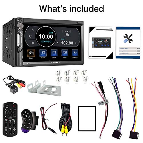 Double Din Car Stereo System - ABSOSO 7 Inch HD Touchscreen MP5 Car Player - Bluetooth Car Radio Receiver Supports PhoneLink Rear Front View Camera AM/FM USB/SD/AUX Input Steering Wheel Control