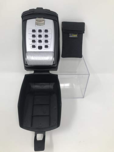KeyGuard PRO Hanging Lock Box & Faraday Bag - Portable Punch Button Combination Lockbox to Hang on Car Windows and More - Portable Faraday Pouch for Key Fobs and Small Devices - SL-591-CVR