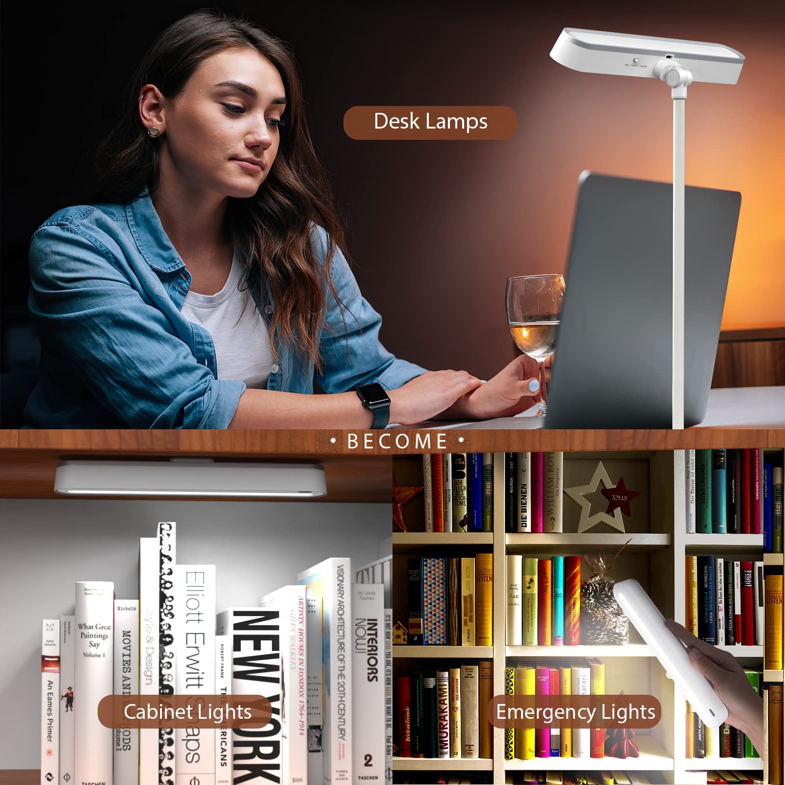 BEYONDOP LED Desk Lamp for Home Office, Magnetic Lights with 1800mah Rechargeable Battery, Full Dimmable Reading Lamp, Battery Operated Lights, Eye-Caring Table Lamp for Dorm School Gifts, 4000K