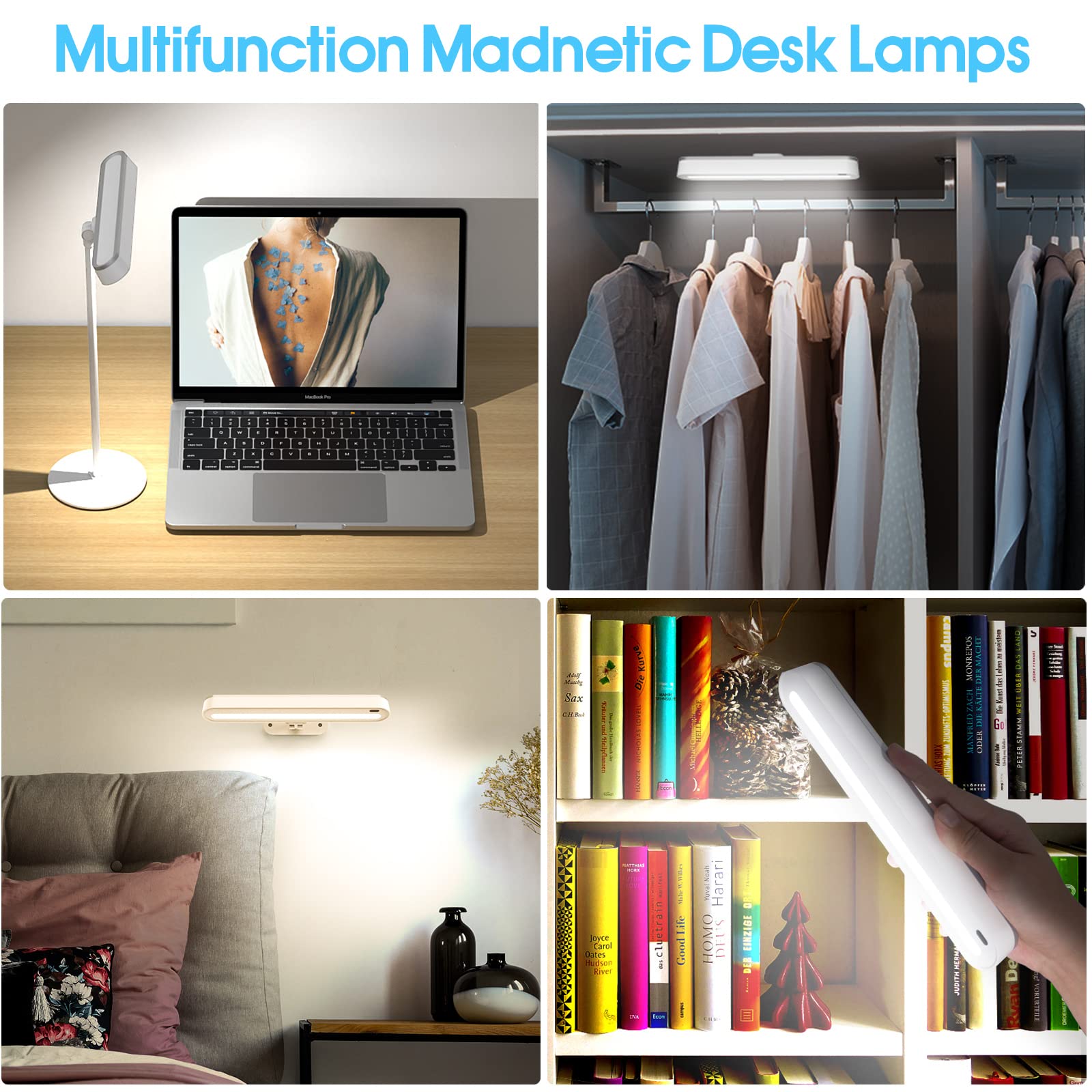 BEYONDOP LED Desk Lamp for Home Office, Magnetic Lights with 1800mah Rechargeable Battery, Full Dimmable Reading Lamp, Battery Operated Lights, Eye-Caring Table Lamp for Dorm School Gifts, 4000K