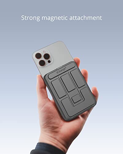 iChargeĀ® Magnetic Wireless Power Bank - Mag-Safe Battery Portable Charger & USB-C 22.5W with Foldable Stand Compatible with iPhone 14/13/12/Pro/Pro Max/Mini Battery Pack, 10,000mAh Fast Charging