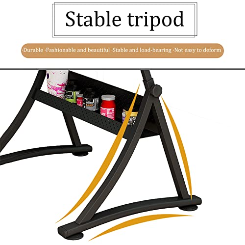 VejiA Glass Drafting Table, Height Adjustable Drawing Desk with Stool, Tiltable Desk Art Table 0°-50°, Tempered Glass Top Painting Desk, Art Craft Work Station, with