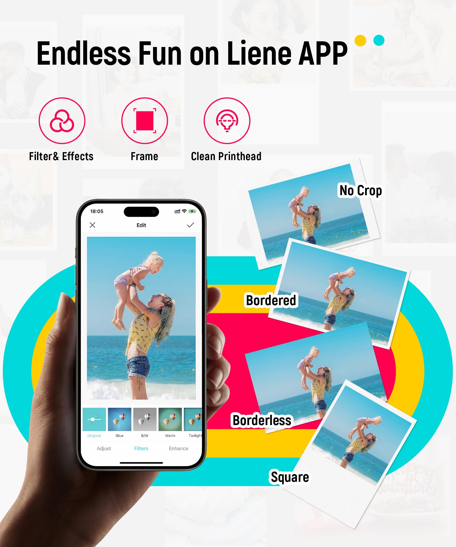 Liene 2x3” Photo Printer, Mini Instant Portable Photo Printer Bundle w/ 50 Zink Adhesive Paper, Bluetooth 5.0, Compatible w/iOS & Android, Small Picture Printer for iPhone, Smartphone, White