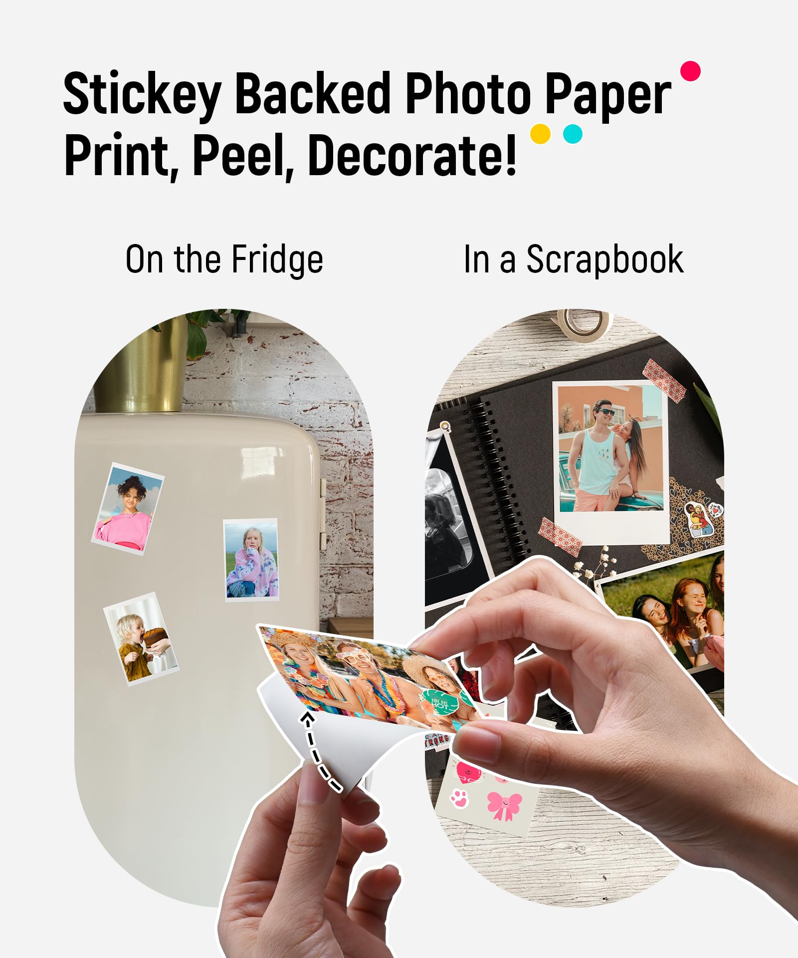 Liene 2x3” Photo Printer, Mini Instant Portable Photo Printer Bundle w/ 50 Zink Adhesive Paper, Bluetooth 5.0, Compatible w/iOS & Android, Small Picture Printer for iPhone, Smartphone, White