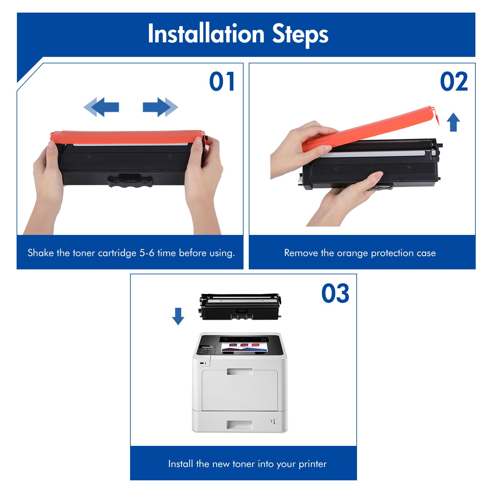 TN431 TN-431 Toner Cartridges 4-Packs: TN433 Standard Yield TN 431 Toner Replacement for Brother TN-431BK TN-431C TN-431M TN-431Y MFC-L8900CDW HL-L8360CDW HL-L8260CDW MFC-L8610CDW HL-L8360CDWT Printer