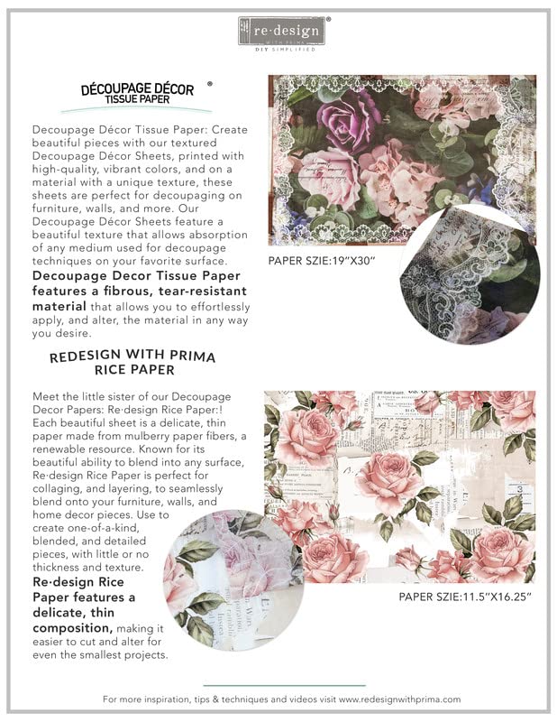 Prima Re-Design Decoupage Decor Tissue Paper 19"x30"-Dark Damask-REDTP-47704 Redesign Décor' Easter Day Decorations St. Patrick's Day,Easter Decorations,Great Mother Gifts