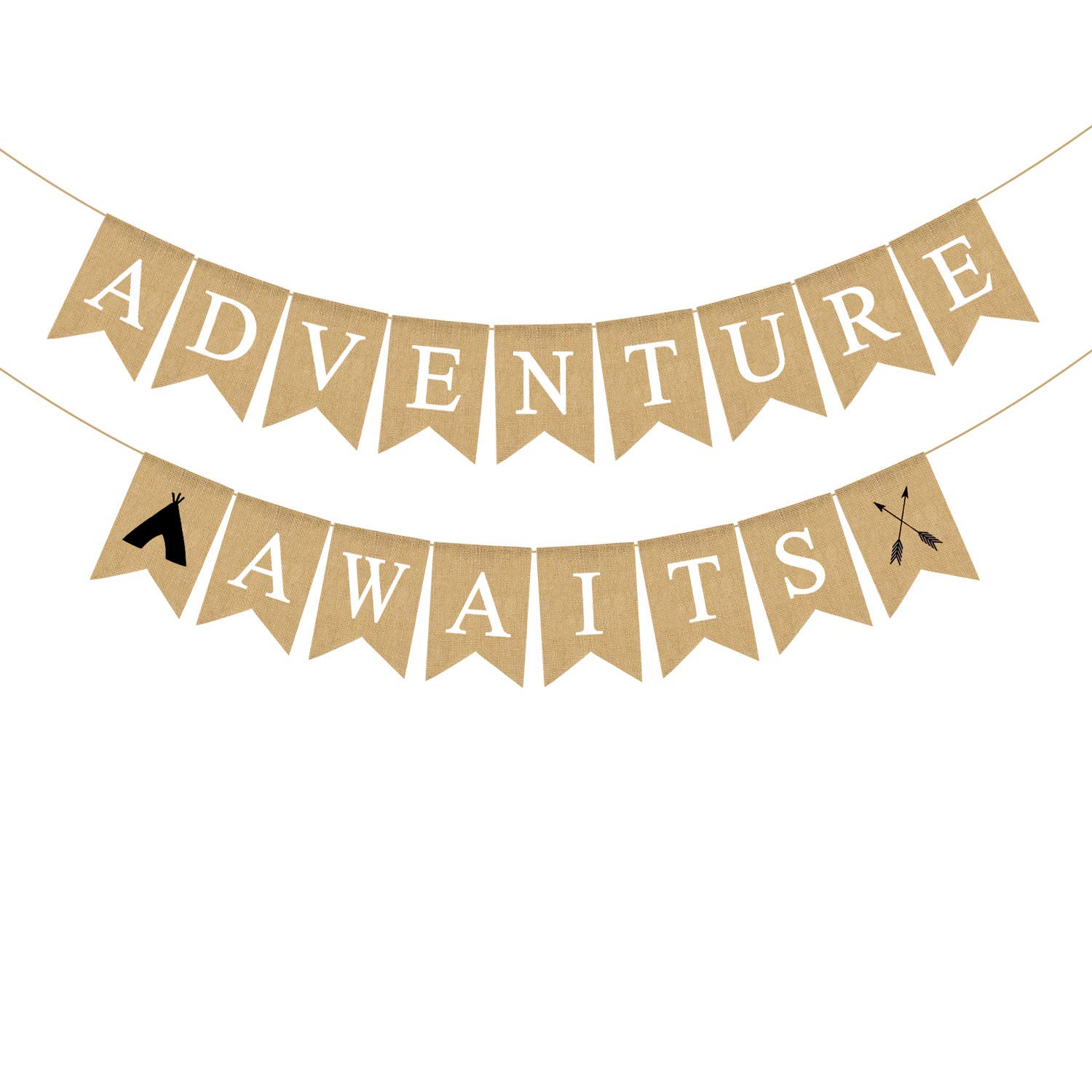 Jute Burlap Adventure Awaits Banner Graduation Party Retirement Party Bon Voyage Party Baby Shower Decoration