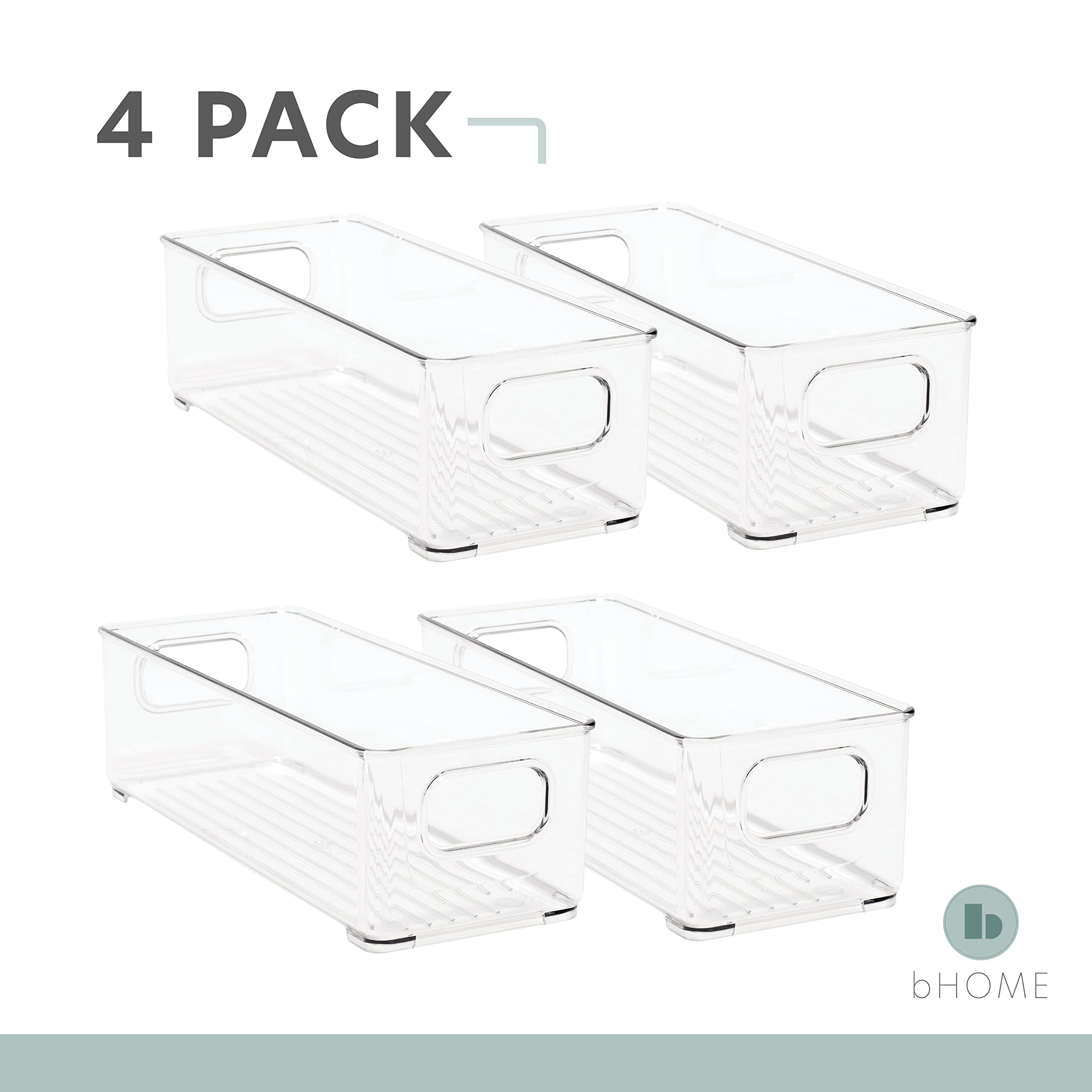 bHome & Co Clear Plastic Storage Bins - Pantry Organization and Storage Containers Small Stackable Clear Storage Bins Containers for Organizing - Kitchen Organization - Fridge Pantry Organizer Bins
