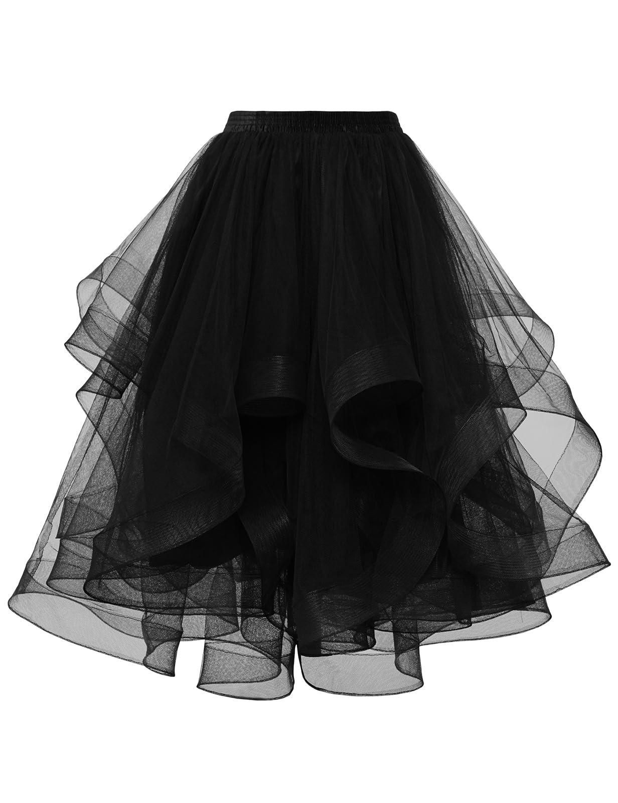 DRESSTELLS Black Tulle Skirts for Women, A Line Elastic Waist Tiered Layered Puffy Midi Tutu Skirt, Long Fluffy Party Skirt 2025 Black M