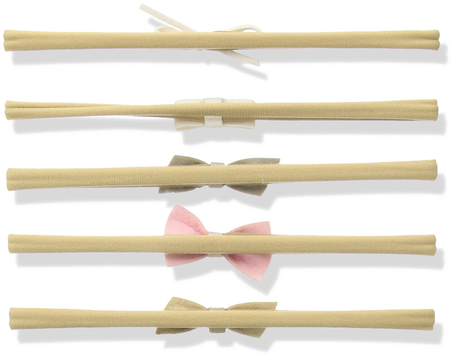 Mud Pie Baby Girls' Leather Bow 5 Piece Headband Set, Multi, One Size