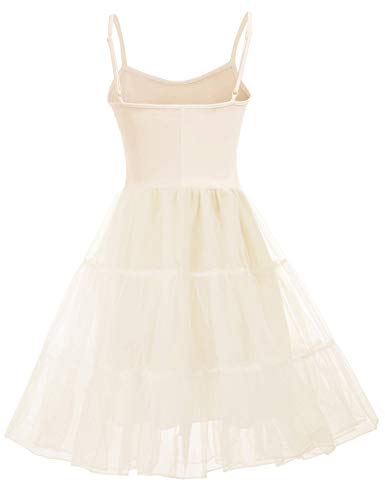 GRACE KARIN Women's Spaghetti Strap Petticoat A-Line Midi Tutu Tulle Prom Dresses for Party (Champagne,XL)