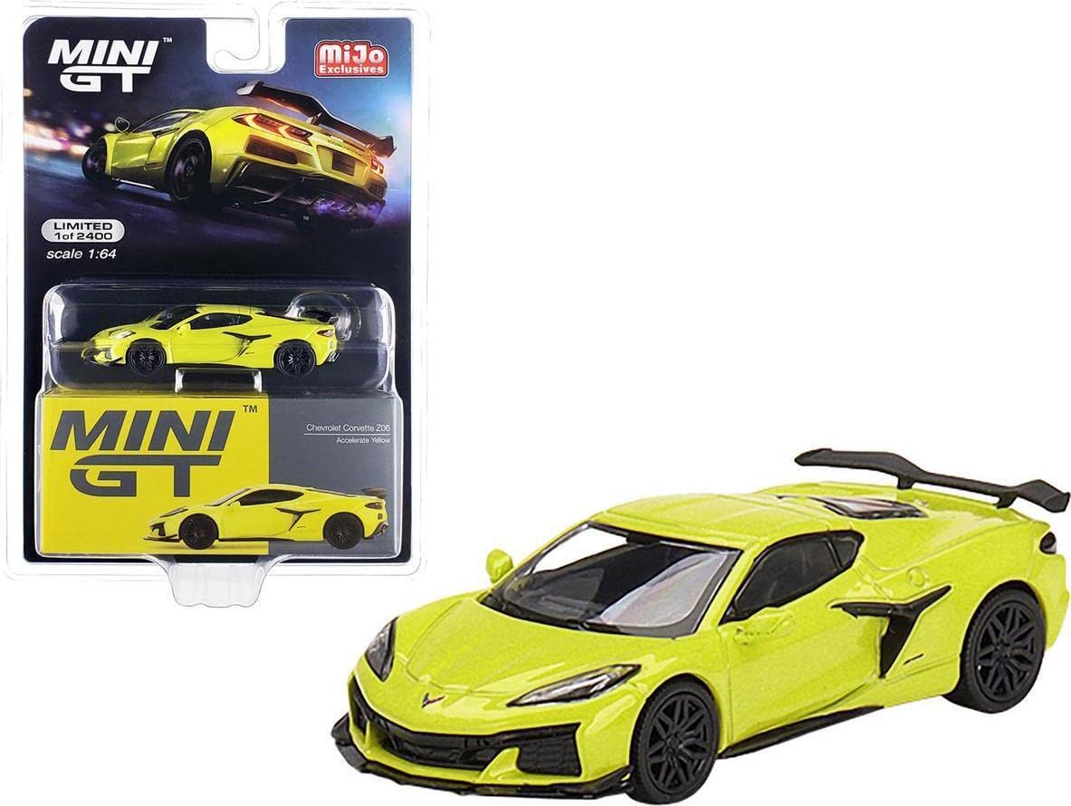 True Scale Miniatures Model Car Compatible for 2023 Chevrolet Corvette Z06 Accelerate Yellow 1/64 Diecast Model Car MGT00441