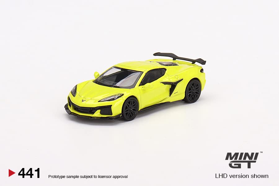 True Scale Miniatures Model Car Compatible for 2023 Chevrolet Corvette Z06 Accelerate Yellow 1/64 Diecast Model Car MGT00441
