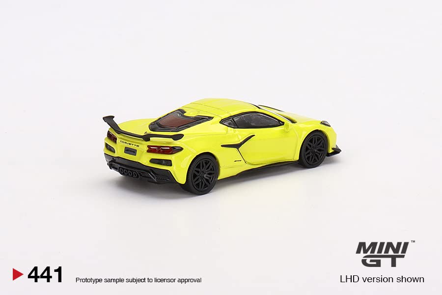 True Scale Miniatures Model Car Compatible for 2023 Chevrolet Corvette Z06 Accelerate Yellow 1/64 Diecast Model Car MGT00441