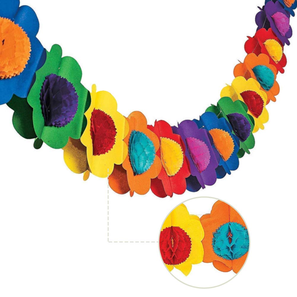 FUTUREPLUSX Mexican Party Banner, Hibiscus Garland Flower Banner Tropical Birthday Party Decorations Ceiling Decorations for Classroom Luau Party