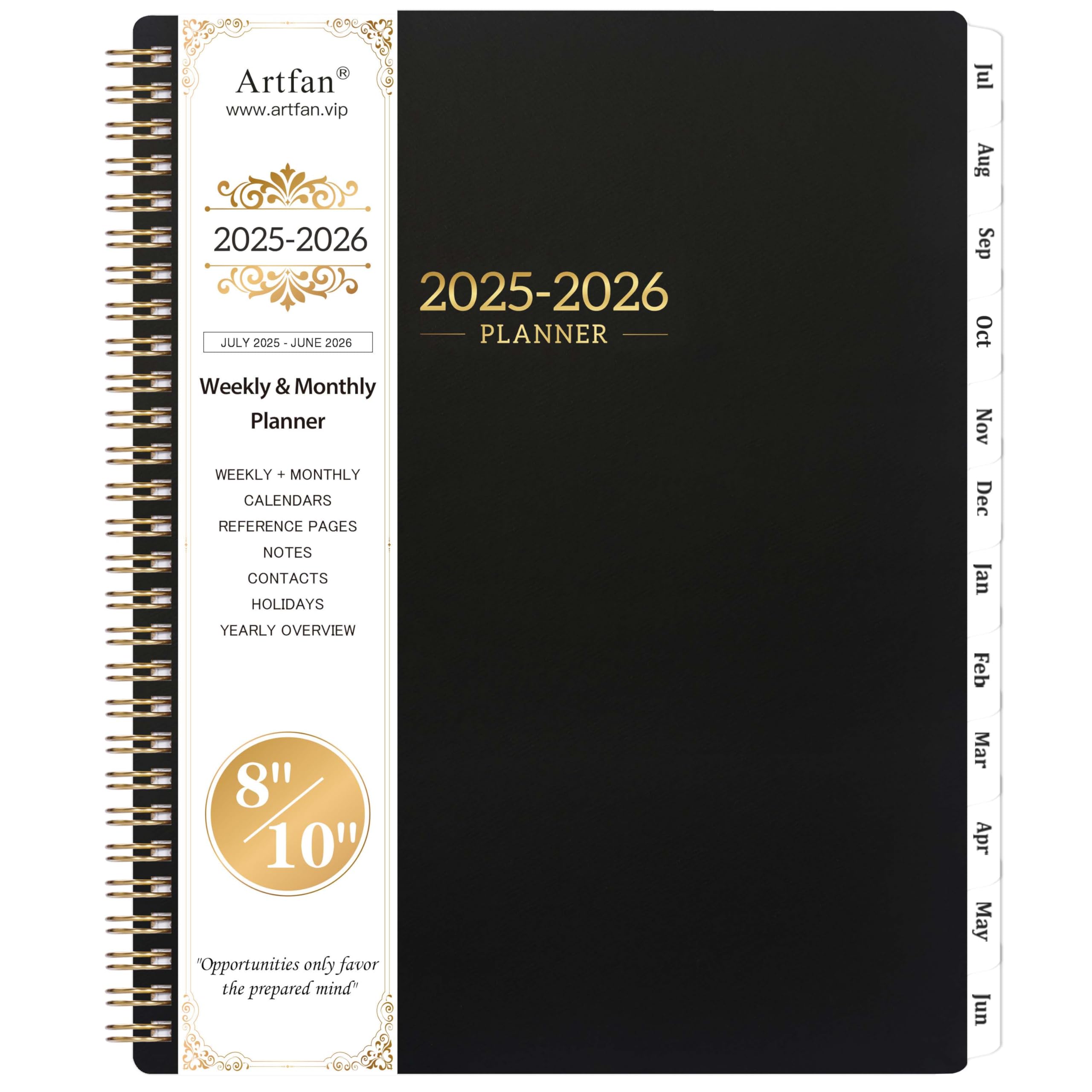 Planner 2023-2024 - Academic Planner 2023-2024 from Jul.2023 - Jun.2024, 2023-2024 Planner Weekly & Monthly with Tabs, 8" x 10", Flexible Cover, Thick Paper, Twin-Wire Binding, Perfect Daily Organizer - Black
