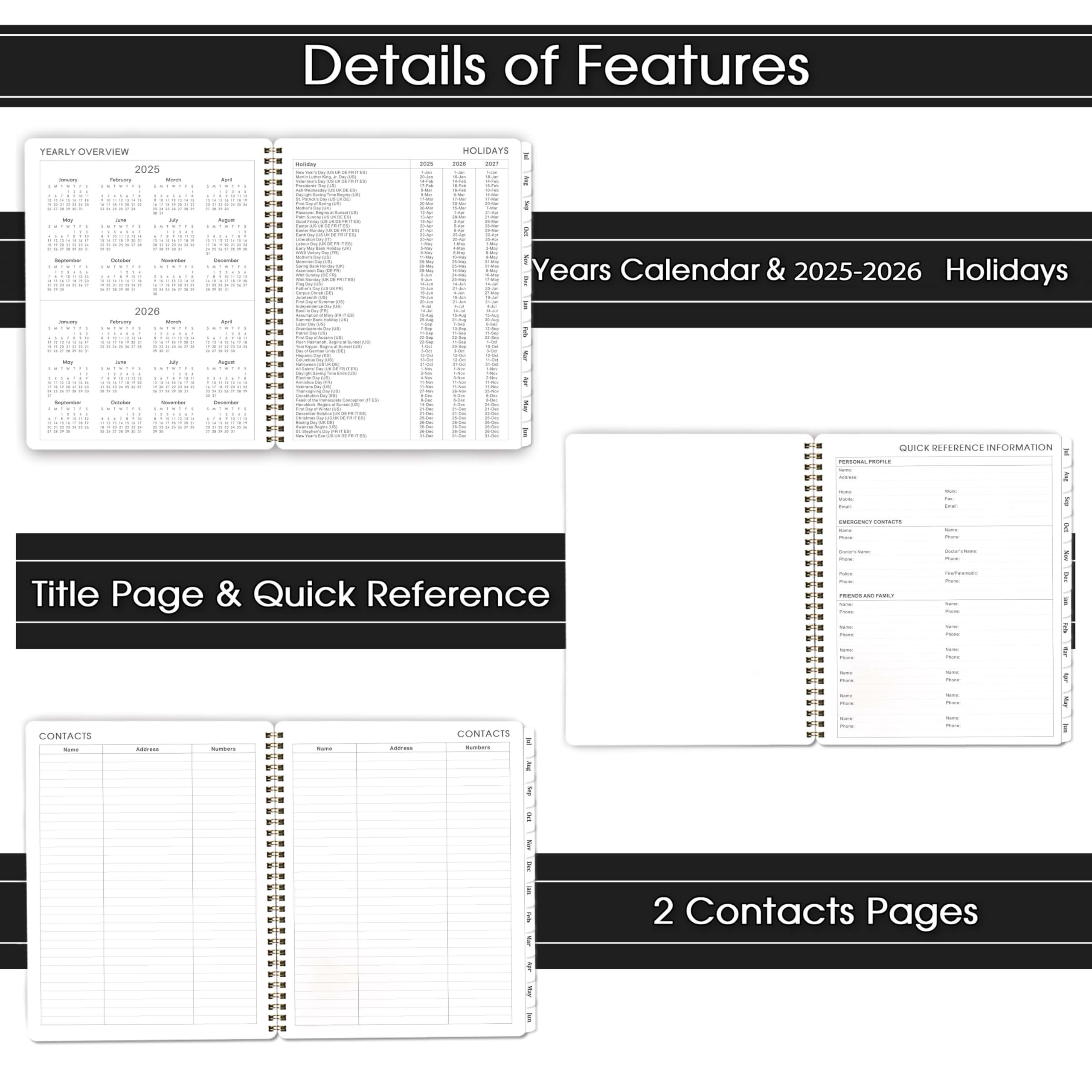 Planner 2023-2024 - Academic Planner 2023-2024 from Jul.2023 - Jun.2024, 2023-2024 Planner Weekly & Monthly with Tabs, 8" x 10", Flexible Cover, Thick Paper, Twin-Wire Binding, Perfect Daily Organizer - Black