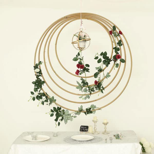 TABLECLOTHSFACTORY 32" Heavy Duty Gold Metal Floral Hoop Wreath Hanging Rings