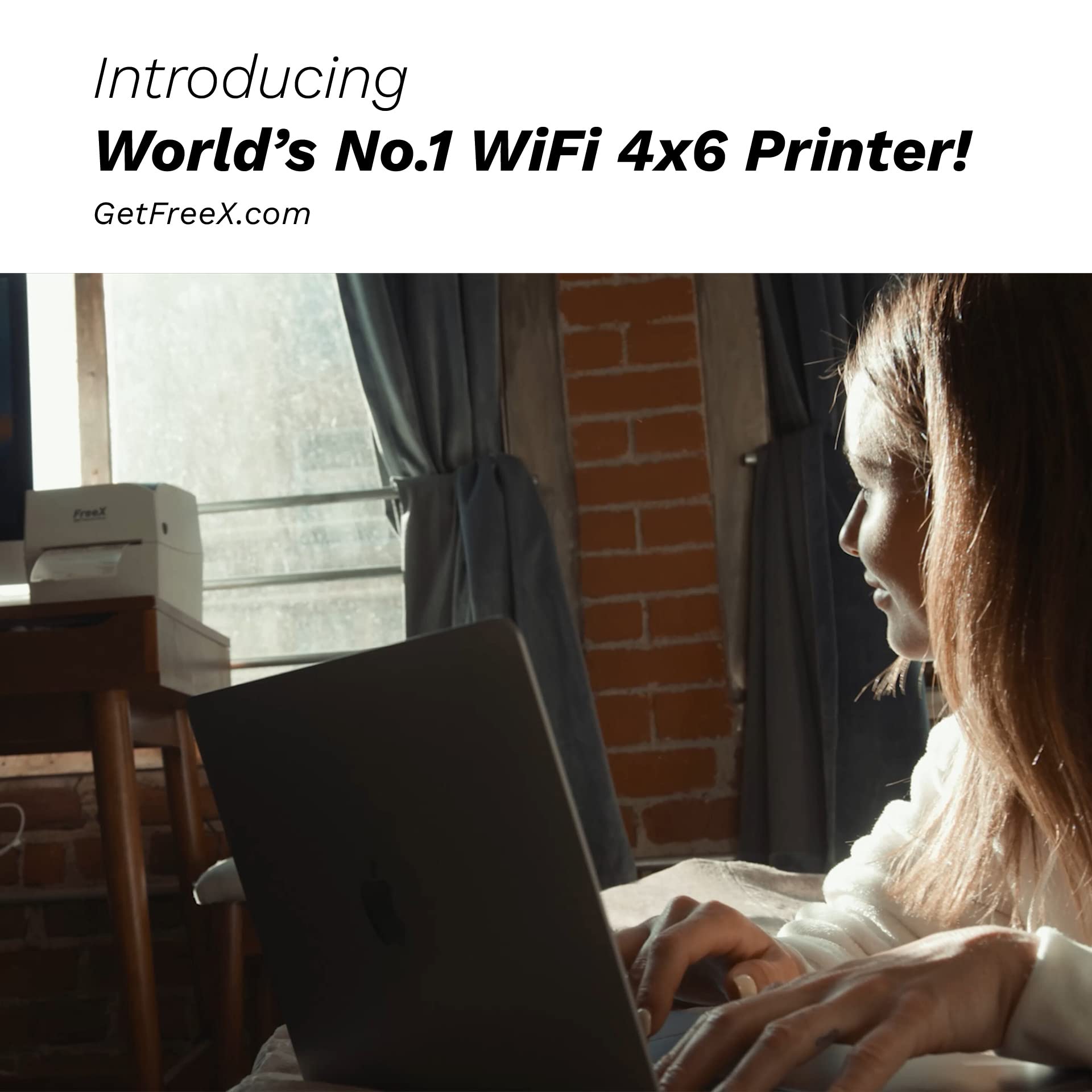 FreeX WiFi SuperRoll Thermal Printer for 4x6 Shipping Labels | White, Wireless Shipping Labels Printer | Works with Zebra, Brother, Dymo Labelwriter 4XL, Rollo, Munbyn, MFlabel, Comer, Polono Labels