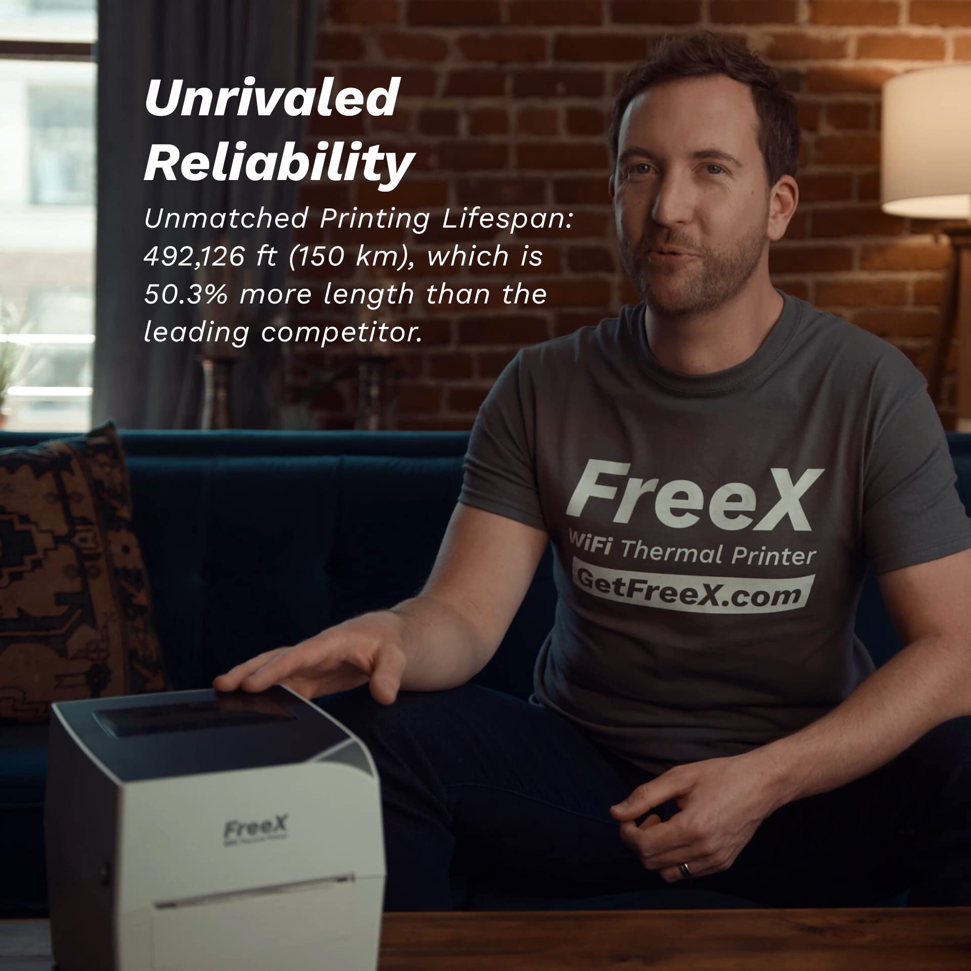 FreeX WiFi SuperRoll Thermal Printer for 4x6 Shipping Labels | White, Wireless Shipping Labels Printer | Works with Zebra, Brother, Dymo Labelwriter 4XL, Rollo, Munbyn, MFlabel, Comer, Polono Labels
