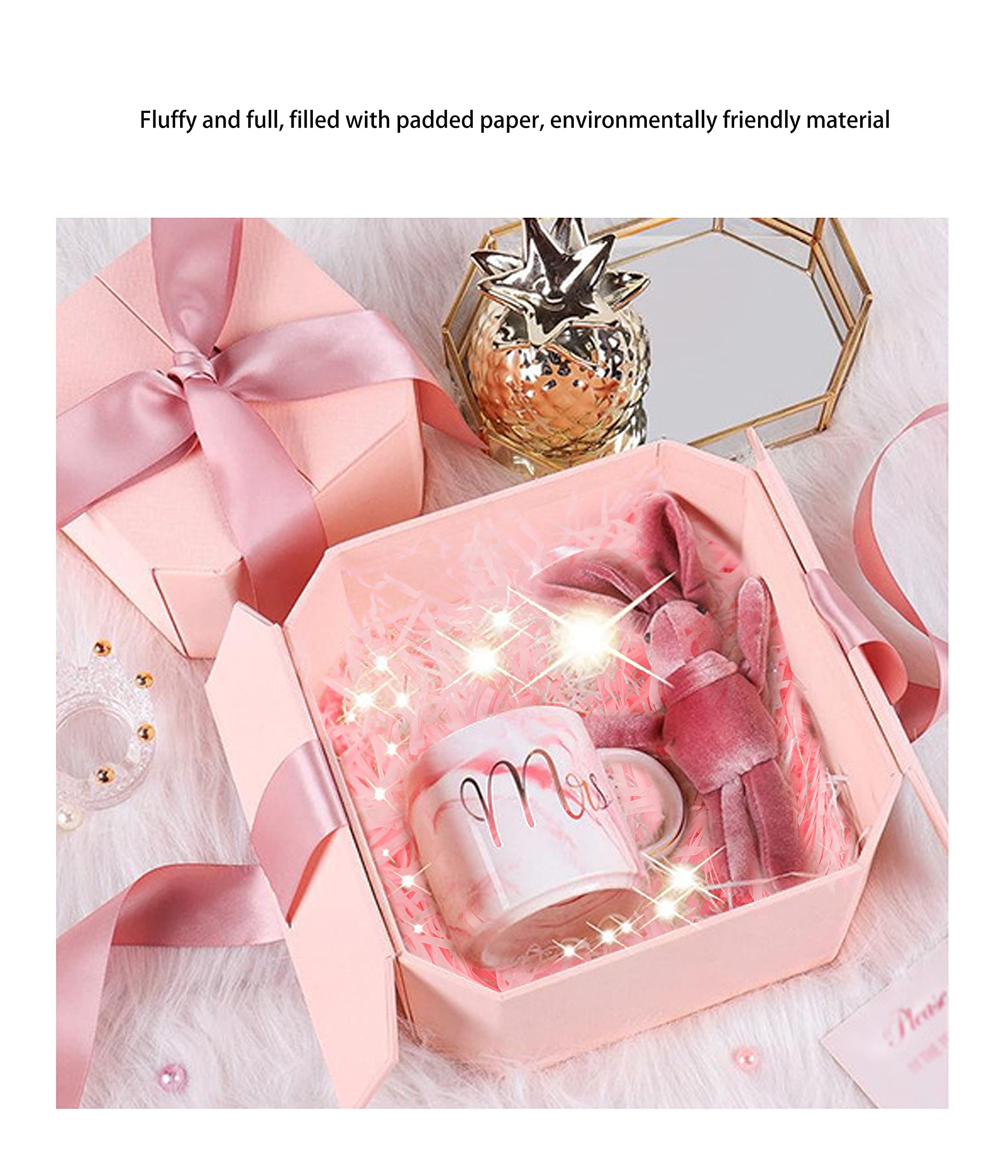 XINYIDAO Basket grass filler,crinkle cut paper shred filler, raffia paper filler, gift box packaging filler, 200g party decoration DIY packaging accessories (light pink)
