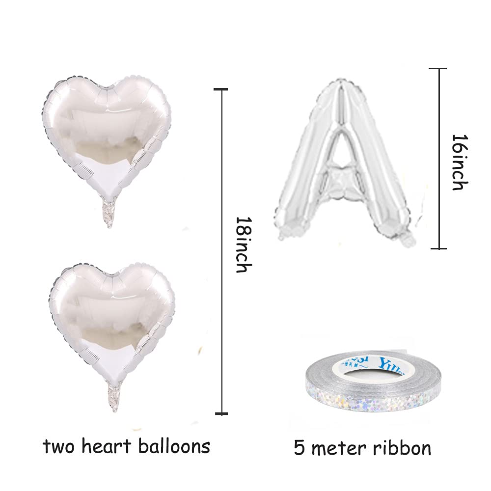 Kunggo Just Married Balloon Banner, 16 inch Quality WeddingBacheloretteBridal ShowerWedding Engagement Party Decors Supplies. (SILVER KIT)