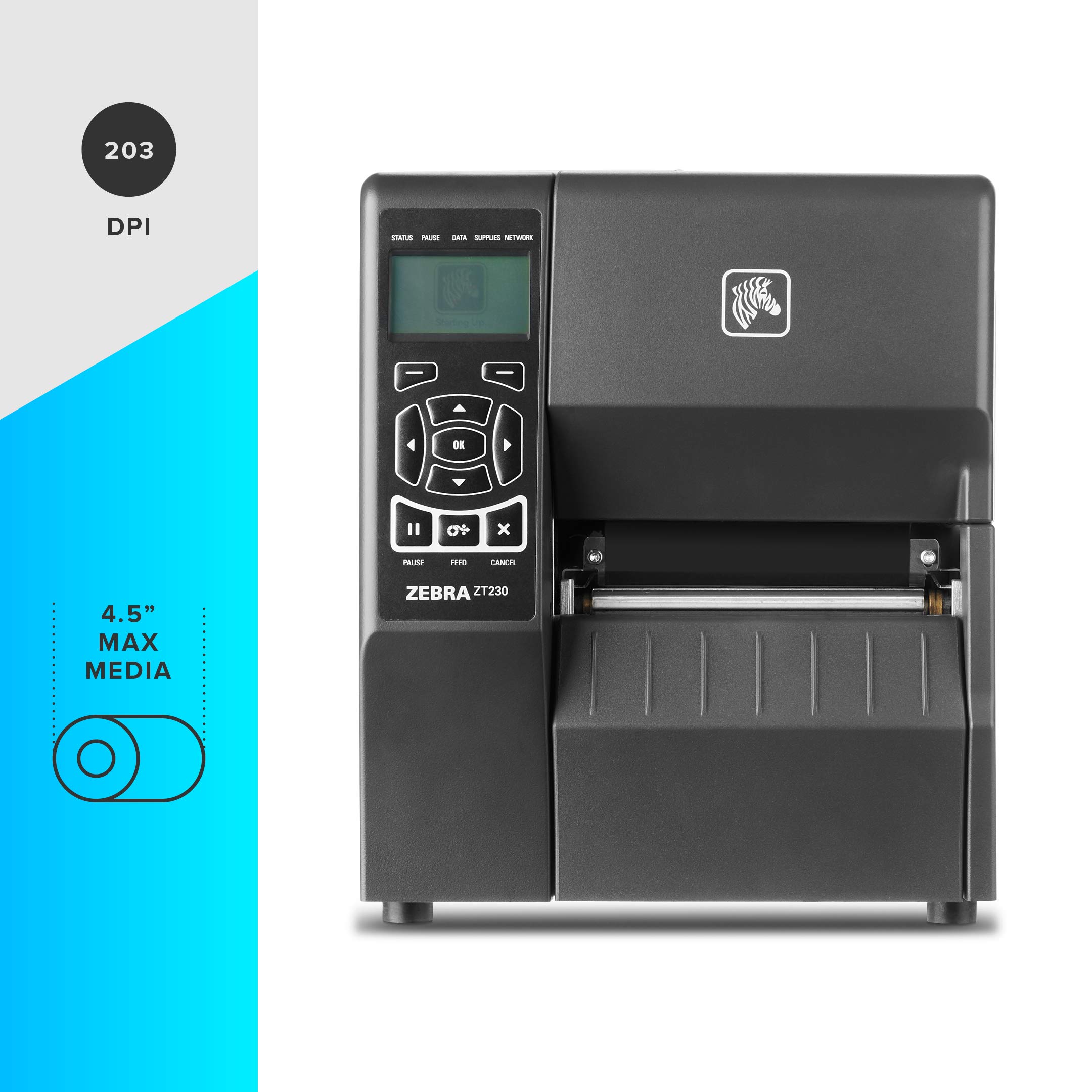 ZEBRA Technologies ZT23042-T01000FZ ZT230 Label Printer, Monochrome, Direct Thermal/Thermal Transfer