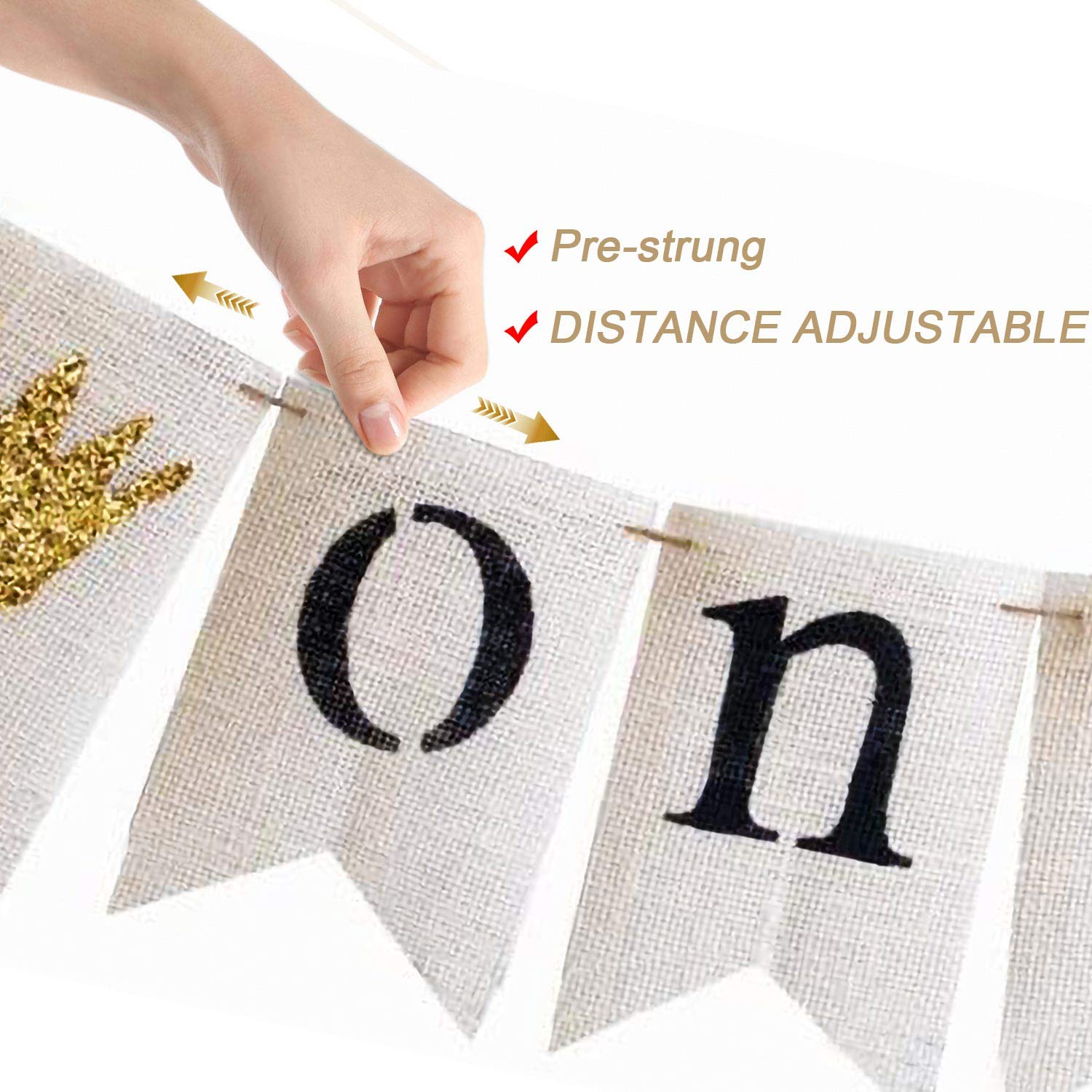 Jute Burlap One Banner Baby Girl Boy First Birthday Party Bunting Highchair Banner Decoration