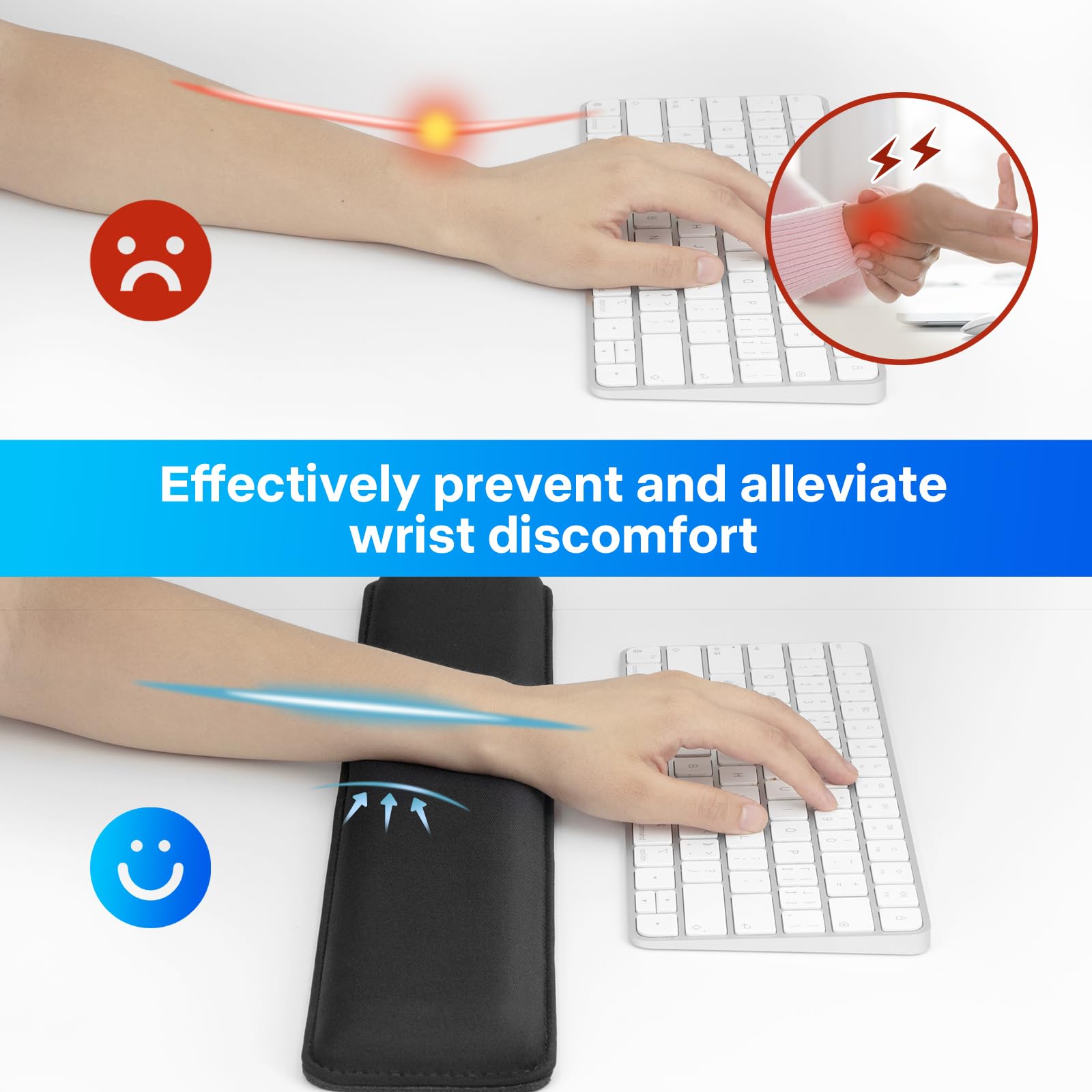Keyboard Wrist Rest + Mouse Pad + Mouse Wrist Rest Support Set, Memory Foam, Easy Typing Pain Relief, 3Pcs Keyboard Mouse Pad Set for Computer, Laptop, Home & Office (SKK-330)