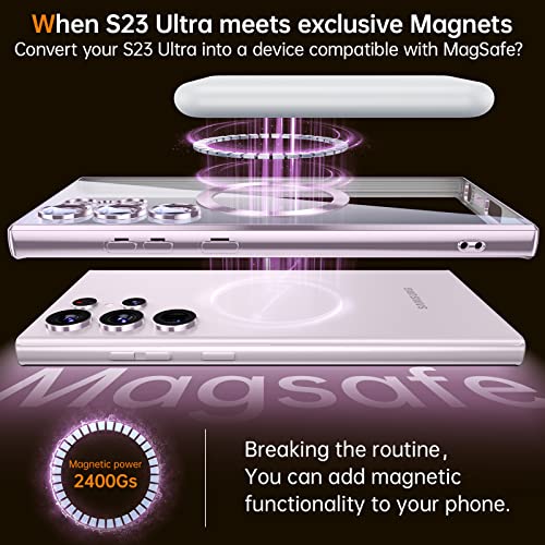 JUESHITUO for Samsung Galaxy S23 Ultra Case, [Full Camera Cover Protection] [Compatible with MagSafe] Magnetic Metallic Glossy Clear Luxury Soft Case for Galaxy S23 Ultra 5G 6.8 inch -Lavender Purple