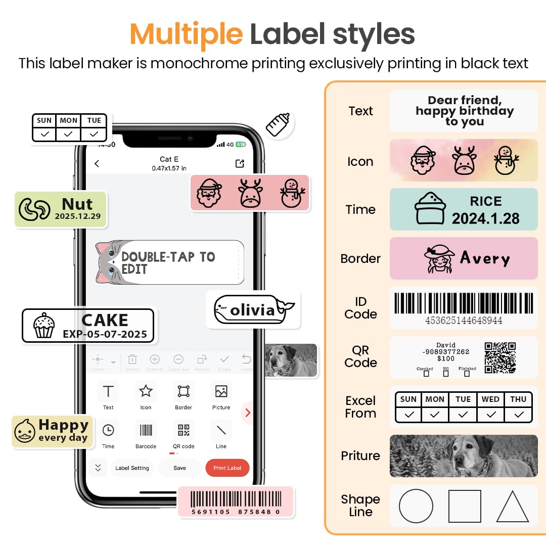 Phomemo Label Maker Machine with Tape, D35 Wireless Bluetooth Labels Maker Portable Mini Label Printer, Easy to Use with Smartphone Small Sticker Labeler Multiple Templates for Home Office organizing